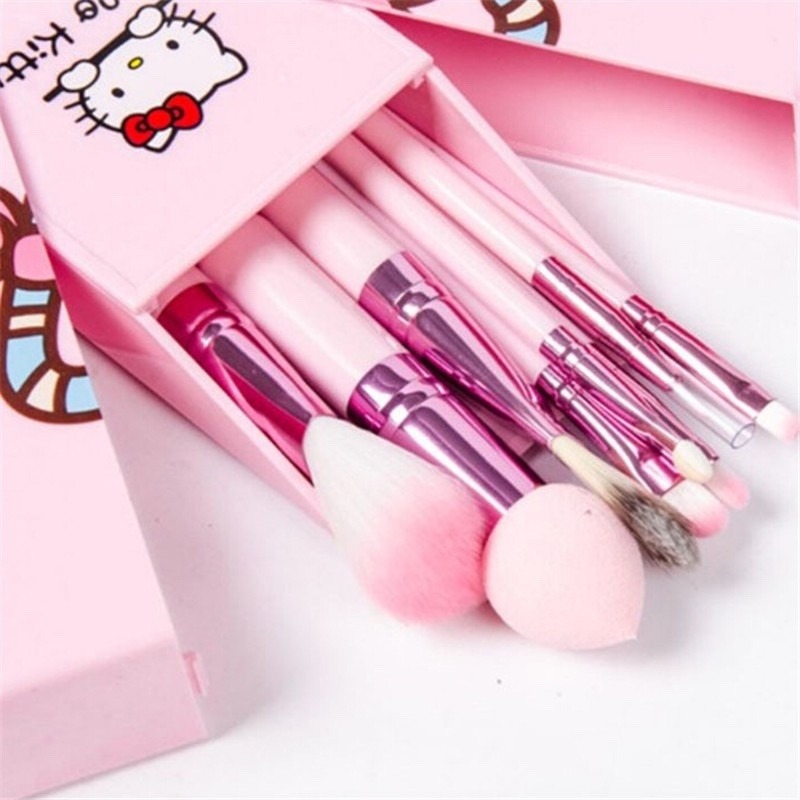Set 8 Brochas Maquillaje Hello Kitty Con Espejo Mercado Libre