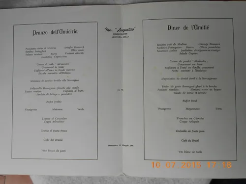Menu Coleccionable Buque Mn Augustus Domenica 15 Maggio 1966 en venta ... Menu Coleccionable Buque Mn Augustus Domenica 15 Maggio 1966 en venta ...