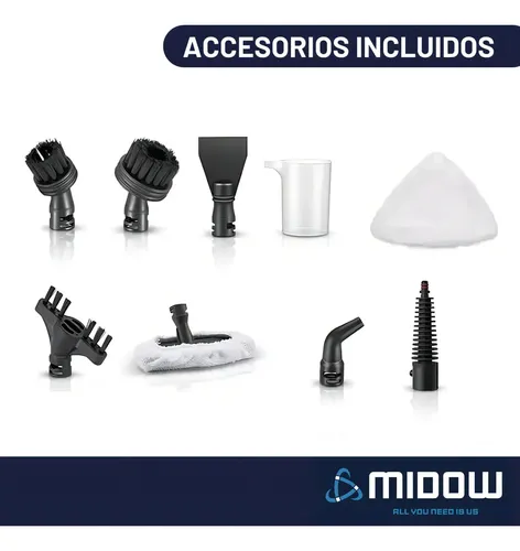 Limpiadora A Vapor Midow M1 1300w 10 Accesorios Color Azul | Envío gratis