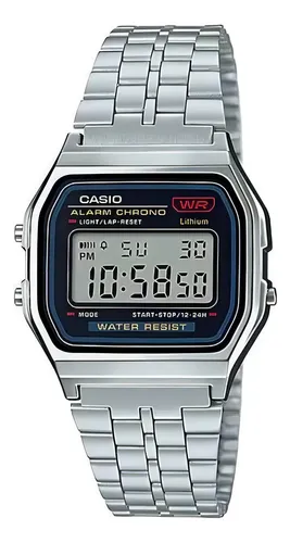 Reloj pulsera digital Casio A-159 con correa de acero inoxidable color ...