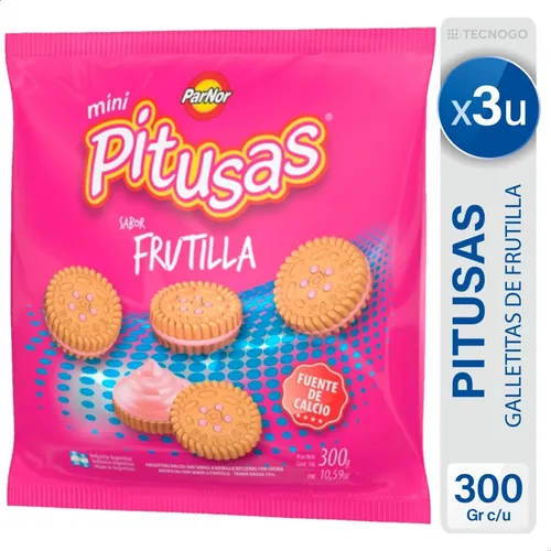 Galletitas Pitusas Sabor Frutilla Mini Dulces - Pack X3 Unid Galletitas Pitusas Sabor Frutilla Mini Dulces - Pack X3 Unid