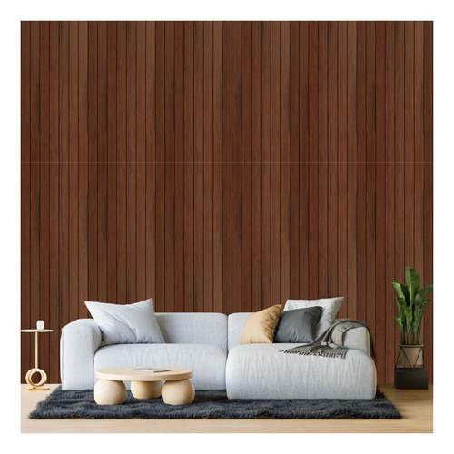 Papel De Parede Adesivo Madeira Ripada Escura Deck 15m Parcelamento
