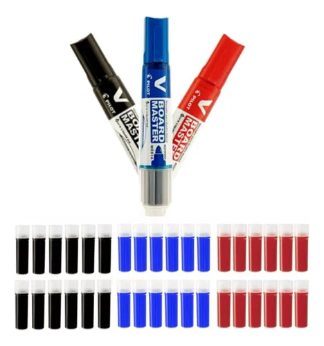 Kit 3 Pinceis Para Quadro Branco Recarregável + 45 Recargas ... Kit 3 Pinceis Para Quadro Branco Recarregável + 45 Recargas ...