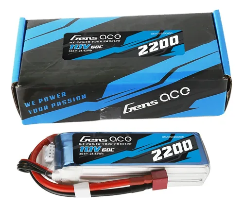 Batería Lipo Gens Ace 3s 60c 11.1v 2200mah Conector Estilo T