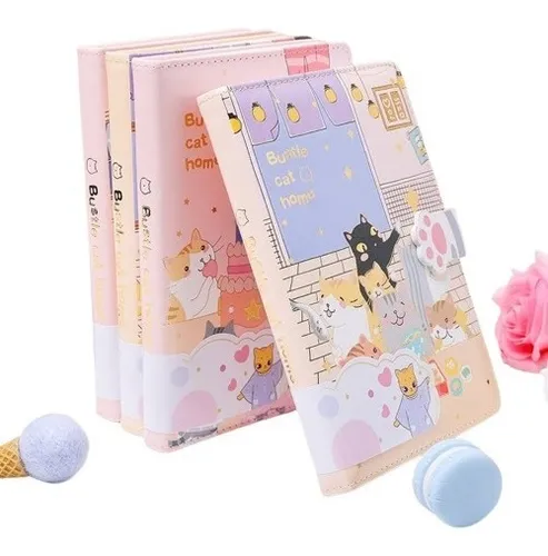Caderno Gatinho Luxo Kawaii A5 Fecho Magnético Patinha Parcelamento