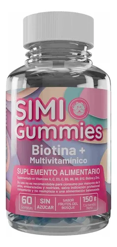 Simi Gummies Biotina + Multivitaminico 60 Gomitas Sin Azucar Frutos ...