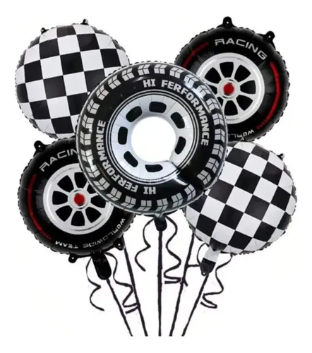 Globos Formula 1 Neumáticos Rueda Llanta Bandera Carrera Blanco/negro ...