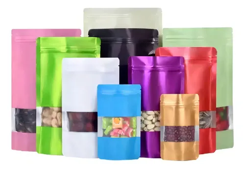 Bolsa Stand Up Pouch Aluminio De Colores Con Ventana | Envío gratis