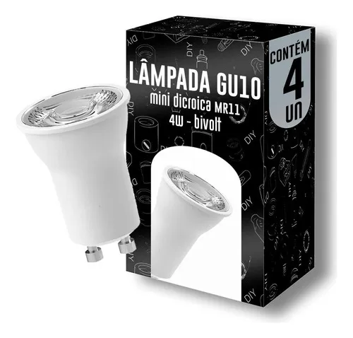 Kit 4 Lampadas Led Mini Mr11 Gu10 4w 2700k Parcelamento Sem Juros