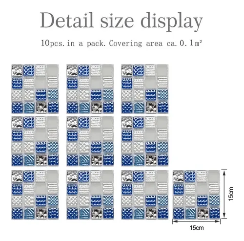10pcs Self Adhesive Tile Backsplash Peel & Stick 3d 15x15cm | MercadoLivre