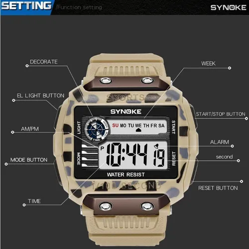 Relógio eletrônico digital luminoso Synoke Square Black Bezel Color ... Relógio eletrônico digital luminoso Synoke Square Black Bezel Color ...