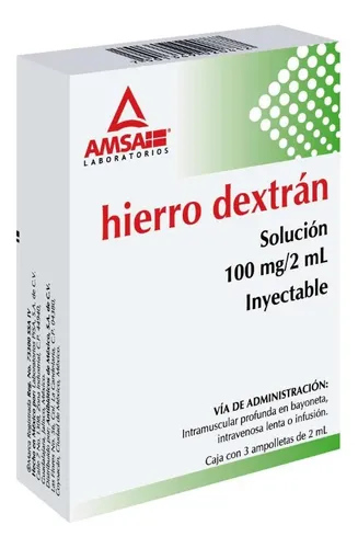 Hierro Amsa Hierro Dextrano 100 Mg 2 Ml C/3 Ampolletas - Antibioticos De Mexico, S.a. De C.v ...