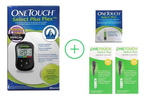 Glucómetro Onetouch Select Plus Flex 50 Tiras Y 50 Lancetas