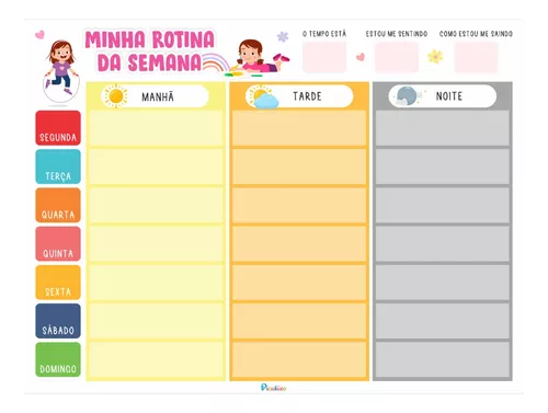 Quadro De Rotinas Semanal Imantado Educativo Infantil