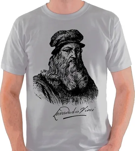 Camiseta Leonardo Da Vinci Rosto Assinatura Camisa Blusa Parcelamento