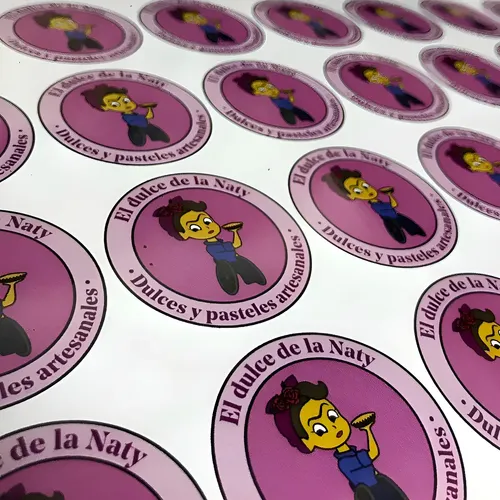 1000 Stickers Adhesivos Troquelados 5x5cm Personalizados Circular ...
