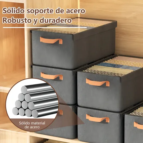 Pack de 3 Cajas Organizadoras Plegables de Tela de Lino para Ropa y ...