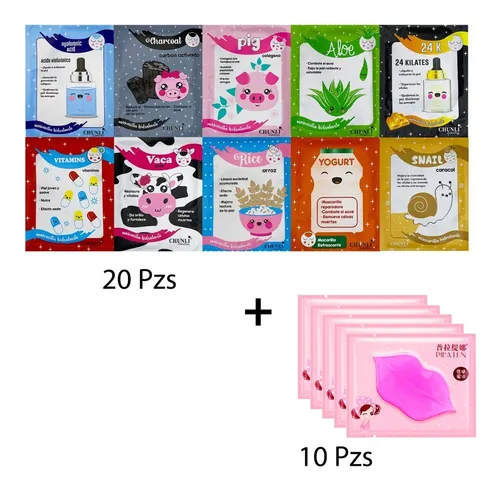 Set 20 Mascarillas Coreanas 10 Parches De Hidrogel Labios Envío Gratis