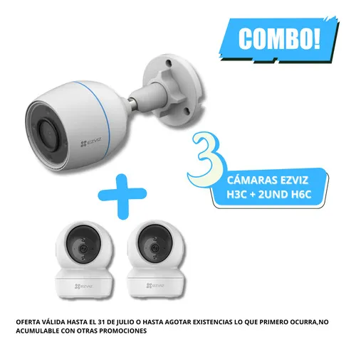 Combo Camara Seguridad Wifi Ezviz H3c + 2 Unodades H6c Color Blanco ... Combo Camara Seguridad Wifi Ezviz H3c + 2 Unodades H6c Color Blanco ...