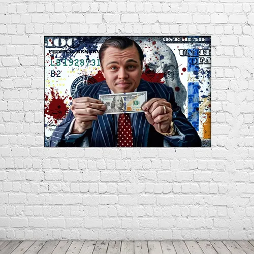 Cuadro Decorativo Lobo Wall Street Billete Dólares 40x60 Cm Meses Sin Interés