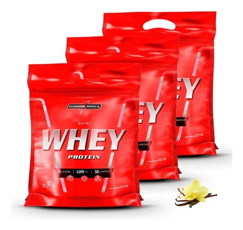 3x Nutri Whey 907g Integral Medica Contém Wey Isolado Sabor