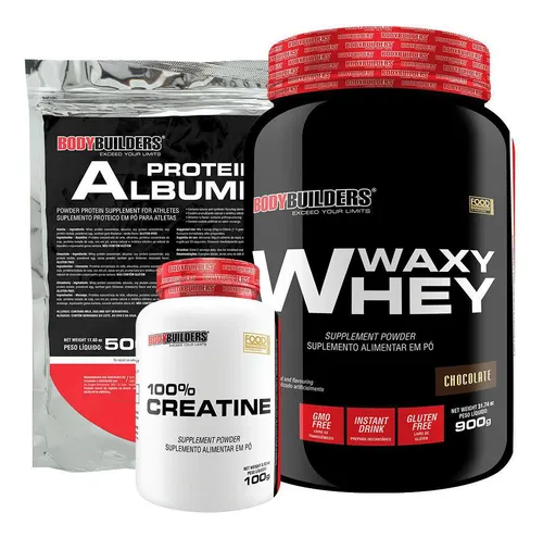 Kit Waxy Whey 900 g Chocolate + Creatina 100 g + Albúmina | MercadoLibre