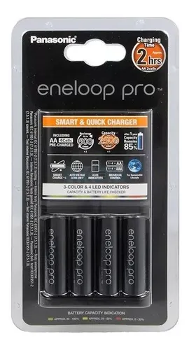 Carregador Panasonic 4 Pilhas Eneloop Pro Aa 2500mah Frete Grátis