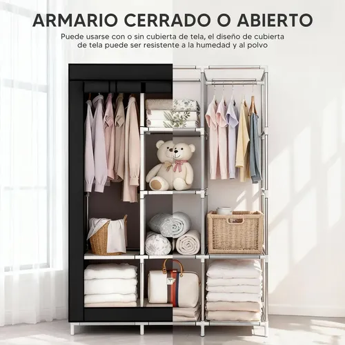 Organizador De Ropa Mueble Para Ropa Armable Rack Closet Color Negro ...