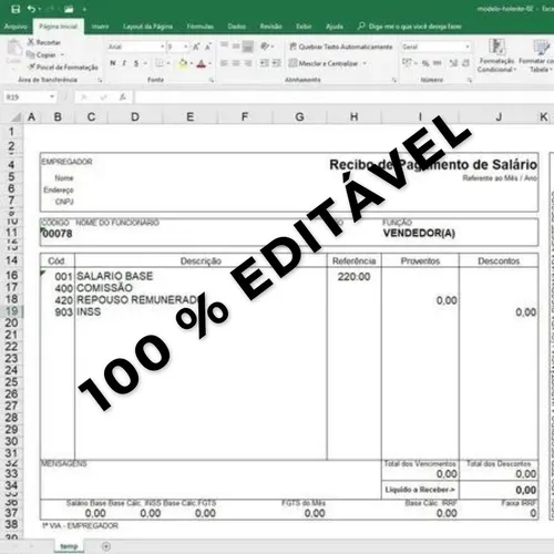 Modelo Holerite De Contra-cheque Editável Pro Excel Arquivo à venda em ... Modelo Holerite De Contra-cheque Editável Pro Excel Arquivo à venda em ...