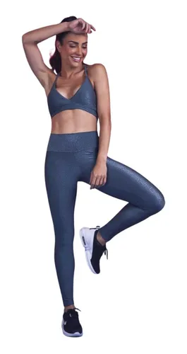 Legging Alto Giro Jwinner Termo Cinza Dark Slate Parcelamento Sem Juros
