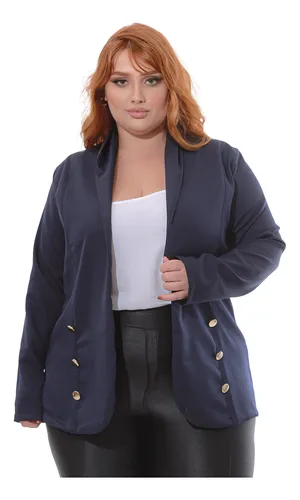 Blazer Feminino Plus Size Clássico Alfaiataria Acinturado Mercadolivre