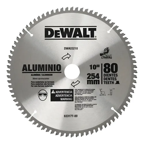 Disco Corte Aluminio Dewalt Dwa03210 25.4 Cm 80 Dientes Plateado ...