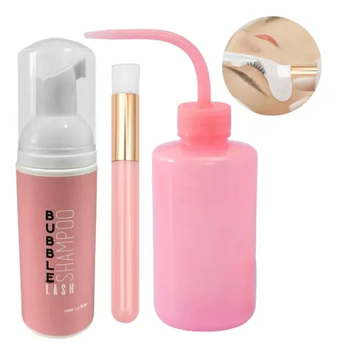 Kit Limpieza Pestañas Shampoo + Botella Lavado + Brocha Kit Limpieza Pestañas Shampoo + Botella Lavado + Brocha