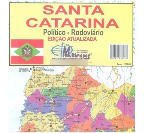 Mapa Santa Catarina Politico Rodoviário 120x90 Cm Atualizado Mercadolivre
