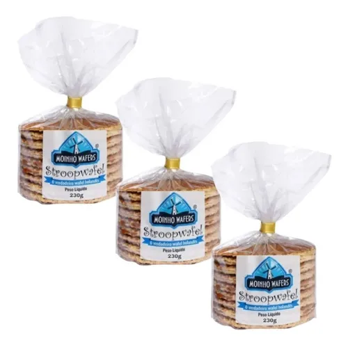 Kit 3 Pacotes Stroopwafel Wafel Holandês 230g Moinho Wafers ... Kit 3 Pacotes Stroopwafel Wafel Holandês 230g Moinho Wafers ...