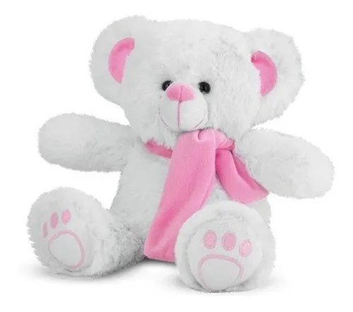 Pañuelo rosa con forma de oso de peluche blanco de 30 cm antialérgico ... Pañuelo rosa con forma de oso de peluche blanco de 30 cm antialérgico ...