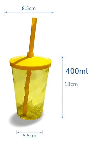 12 Copos Twister Translúcidos 400ml - Tampa Canudo | MercadoLivre