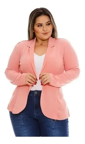 Kit 4 Blazer Social Neoprene Preto Moda Feminina Plus Size