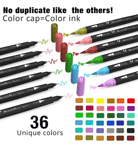 Marcadores Plumones Doble Punta Pincel Monelen 36 Colores en venta en ... Marcadores Plumones Doble Punta Pincel Monelen 36 Colores en venta en ...