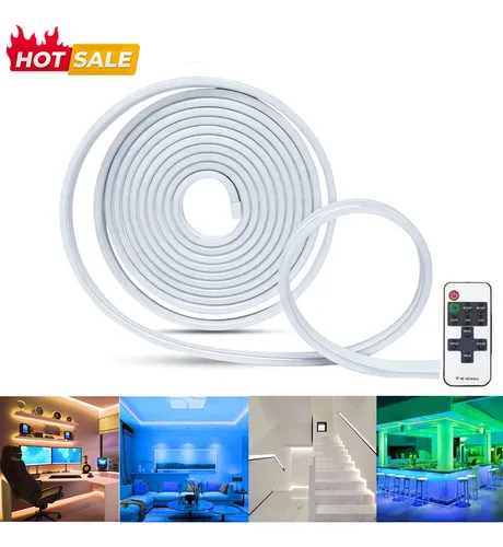 Tiras De Led Luz De Neón Flexible 5m Manguera Con Fuente 12v Cuotas