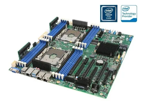 Placa Mãe Servidor Intel Dual Xeon Ddr4 Lga3647 Cor Verde Placa Mãe Servidor Intel Dual Xeon Ddr4 Lga3647 Cor Verde