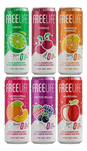 Agua Gasificada Freelife 12 Pack 2 De Cada Sabor | Meses sin interés