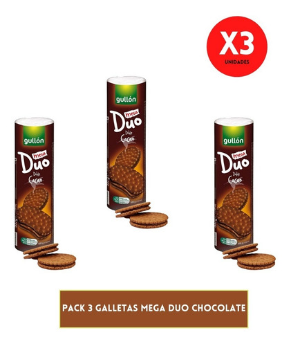 Pack 3x Galletas Mega Duo Doble Cacao 500grs Cuotas Sin Interés