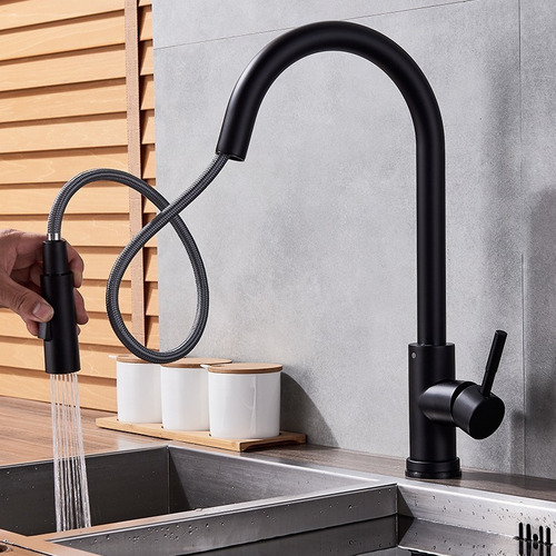 Torneira Monocomando Gourmet 50cm Black Matte Extensivel Parcelamento