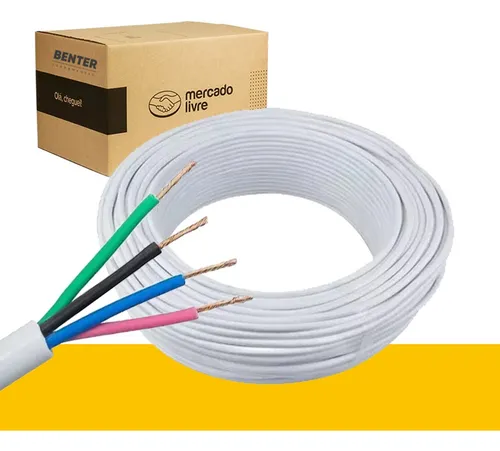 Cabo Comando Pp 4 Vias 1,5mm 1 Metro Branco Cabo Comando Pp 4 Vias 1,5mm 1 Metro Branco