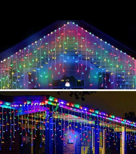 Serie Navideña Cascada De 1200 Luces Multicolor 21 Metros Meses Sin