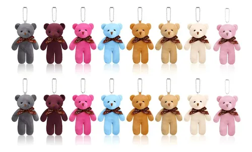 M-1 16 Ositos Peluche Llavero Beige Cafe Moño San Valentín | MercadoLibre