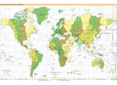 Zonas Horarias - Husos Horarios - Mapa Del Mundo 45x30 Cm. | Cuotas sin ...