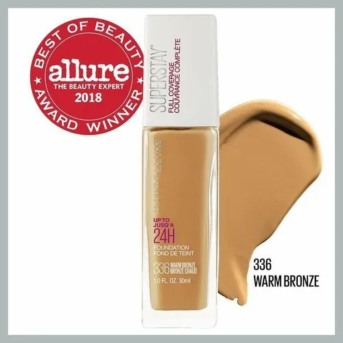 Maybelline New York Base Liquida Super Stay Full Coverage Tono Warm Bronze 336 Cuotas Sin Interés