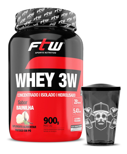 Whey Protein 3w Concentrado Isolado Hidrolisado 900g Ftw Mercadolivre